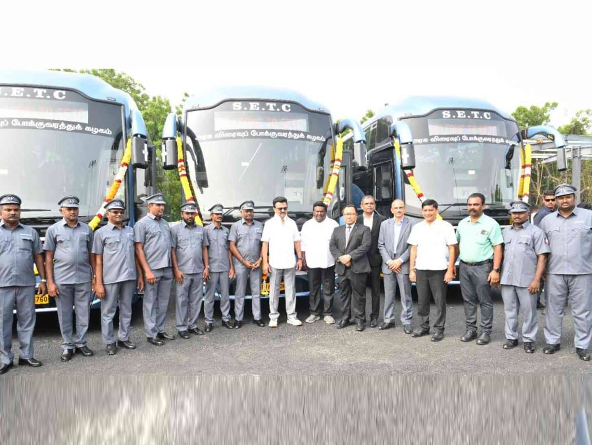 CM flags off Volvo 9600 coaches, upgrading TN intercity travel